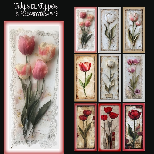 Tulips DL Toppers Or Bookmarks x 9 - CUP1370318_2474 | Craftsuprint