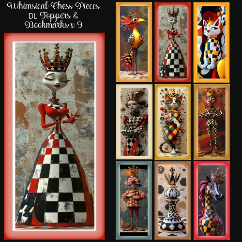 Whimsical Chess Pieces DL Toppers & Bookmarks x 9 - CUP1373792_2474 ...