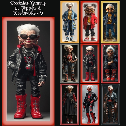 Rockstar Granny DL Toppers & Bookmarks x 9 - CUP1373978_2474 | Craftsuprint