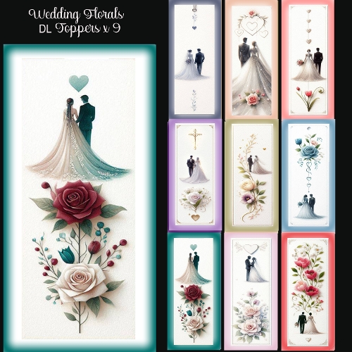 Wedding Floral DL Toppers x 9 - CUP1376344_2474 | Craftsuprint