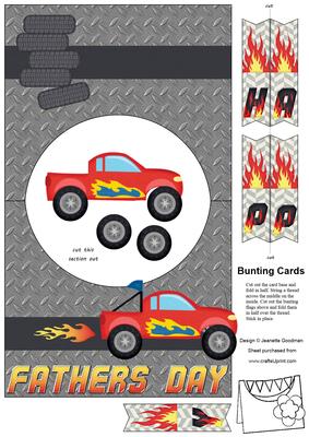 Red Racing Car Fathers Day Bunting Card - CUP544814_1550 | Craftsuprint