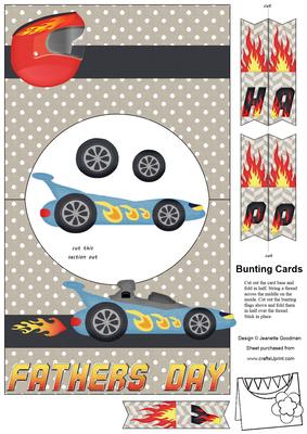 Blue Racing Car Fathers Day Bunting Card - CUP544817_1550 | Craftsuprint