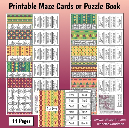Fun Printable A5 Tribal Maze Cards or Puzzle Book set of 11 - CUP983614 ...