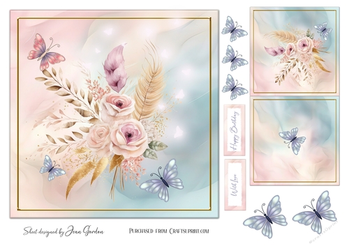 Flowers and Butterflies 7x7 Topper - CUP1214609_512 | Craftsuprint