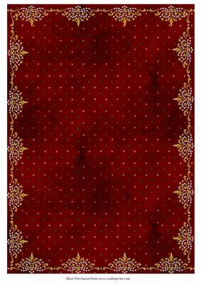 Red Xmas Backing Paper with Gold Border - CUP128548_512 | Craftsuprint