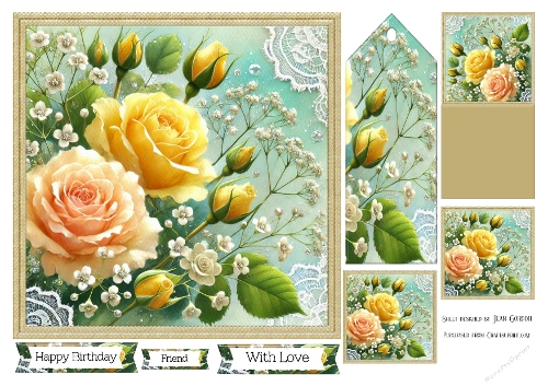7x7 Yellow Roses Card Front - CUP1355363_512 | Craftsuprint