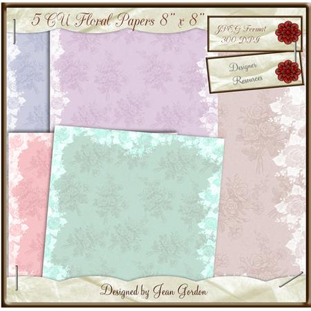 Cu 5 Floral Edge Papers 8" x 8" - CUP378043_512 | Craftsuprint