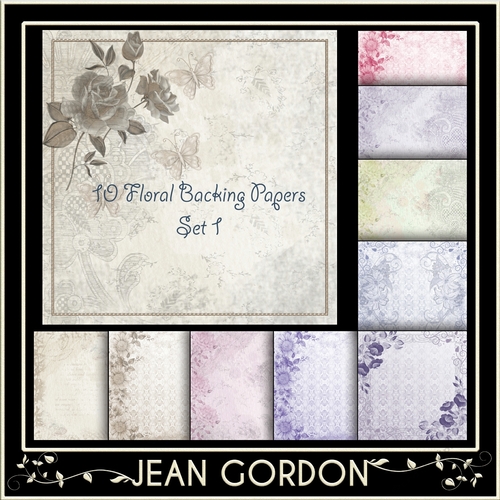10 8x8 Floral Backing Papers Set 1 - CUP905779_512 | Craftsuprint