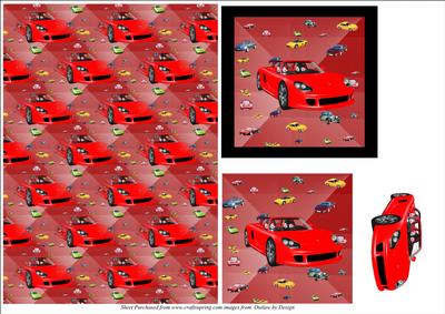 Red Car Topper with Backing Paper - CUP97618_512 | Craftsuprint