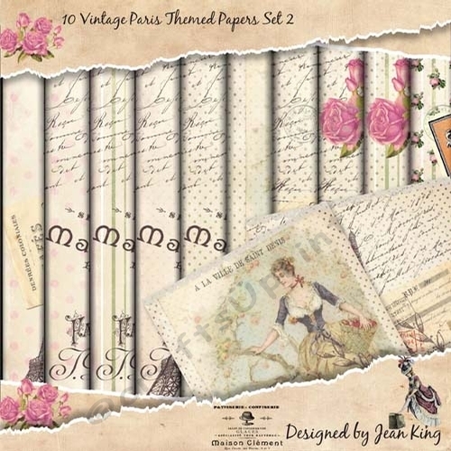 Vintage Paris Themed Papers Set 2 - CUP1220666_1298 | Craftsuprint