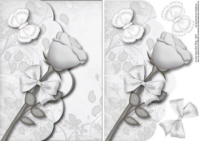 Rose & Butterfly Scalloped Envelope Card ' Mono ' - CUP291234_1298 ...
