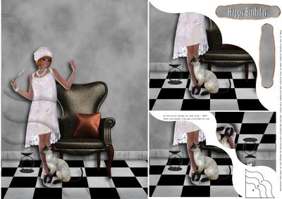 Flapper & Cat Scalloped Stacker Card - CUP361813_1298 | Craftsuprint