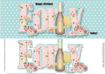 Forty Sticker Shabby Chic Style Large Dl Card - CUP409636_1298 ...