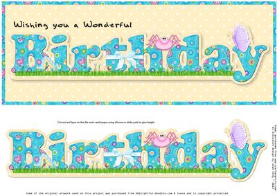 Funky Birthday Sticker Style Large Dl Card - CUP411620_1298 | Craftsuprint