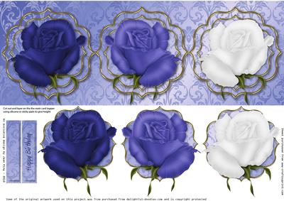 Elegant Blue Roses Large Dl Card with Toppers - CUP426087_1298 ...