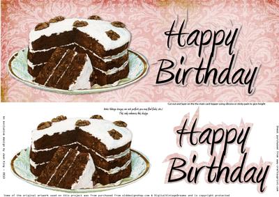 Vintage Walnut Cake 'happy Birthday' Dl Card - CUP440032_1298 ...