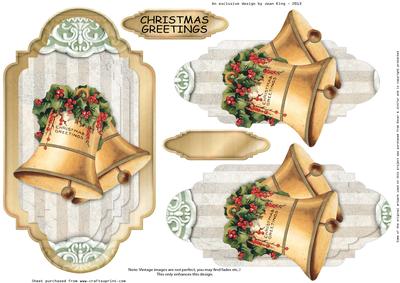 Vintage Christmas Bells Topper - CUP449651_1298 | Craftsuprint