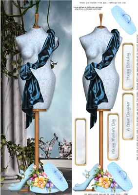 Dressmakers Dummy Blue Dl Portrait Card - CUP465535_1298 | Craftsuprint