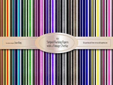 10 Striped Backing Papers with a Vintage Overlay - CUP480530_1298 ...
