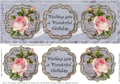 Triple Topper Vintage Roses Dl Card - CUP489891_1298 | Craftsuprint