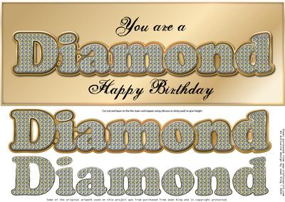 Diamond Happy Birthday Gold Large Dl Card - CUP510056_1298 | Craftsuprint