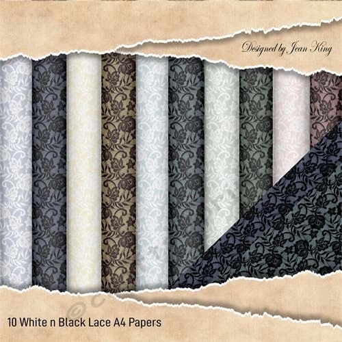 White N Black Lace A4 Papers - CUP521985_1298 | Craftsuprint