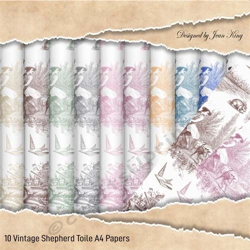 Vintage Shepherd Toile A4 Papers - CUP524763_1298 | Craftsuprint