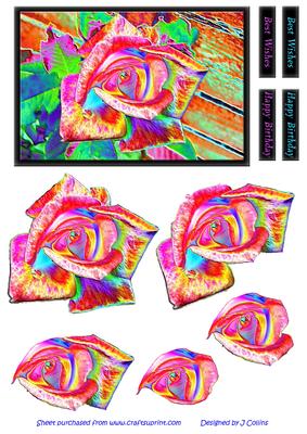Neon Rose Decoupage - CUP324571_1751 | Craftsuprint