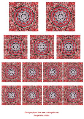 Red Pattern Tea Bag Tiles - CUP334713_1751 | Craftsuprint