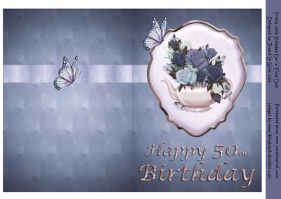 Pretty 50th Birthday Cut 'n' Fold Card - CUP535147_1777 | Craftsuprint