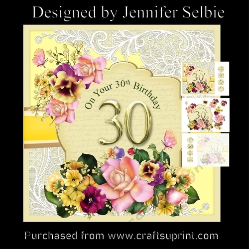 30th Birthday Card Female with Flowers in Yellow - CUP1093541_9955 ...