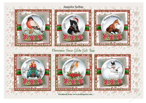 Square Christmas Globe Gift Tags - CUP1172080_9955 | Craftsuprint