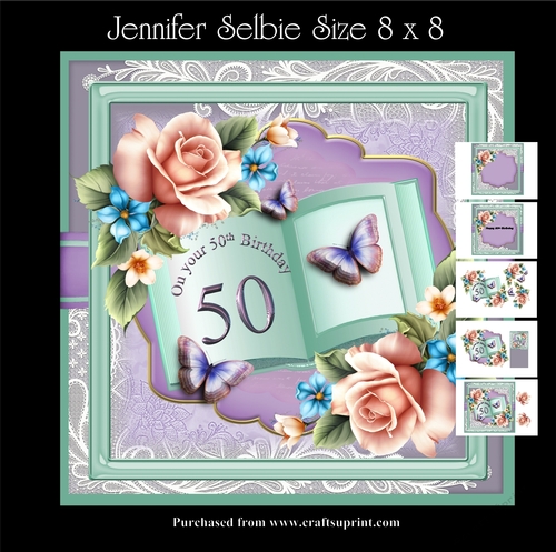 50th Female Birthday Book in Lilac and Min - CUP1176731_9955 | Craftsuprint
