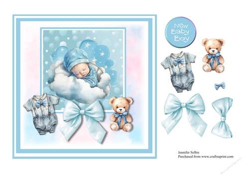 New Baby Boy Topper No.2 7x7 - CUP1239332_9955 | Craftsuprint
