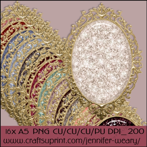 Gold Fancy Edged A5 Glitter Mats-Dusty - CUP1133757_68705 | Craftsuprint
