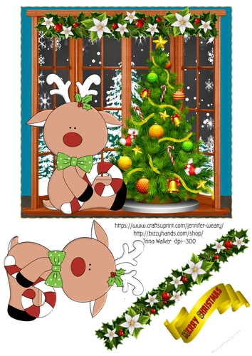 Christmas Window Reindeer 7x7 - CUP930323_68705 | Craftsuprint