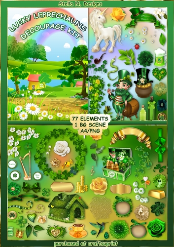 LUCKY LEPRECHAUNS - DECOUPAGE/BACKGROUND KIT - CUP1024938_102747 ...