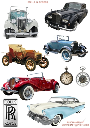 CLASSIC CARS COLLAGE SHEET - CUP1027595_102747 | Craftsuprint