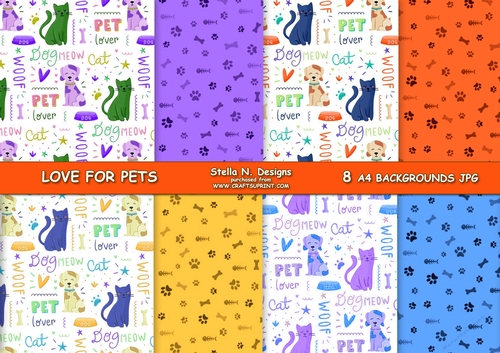 LOVE FOR PETS A4 BACKGROUND KIT - CUP1054916_102747 | Craftsuprint