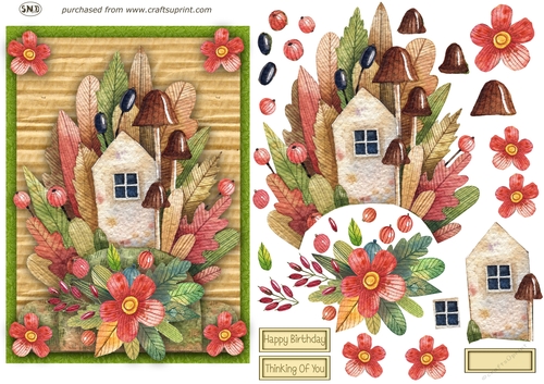 AUTUMN COTTAGE DECOUPAGE TOPPER - CUP1066910_102747 | Craftsuprint