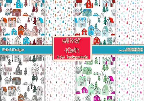 WINTER TOWN A4 BACKGROUND KIT - CUP1079241_102747 | Craftsuprint
