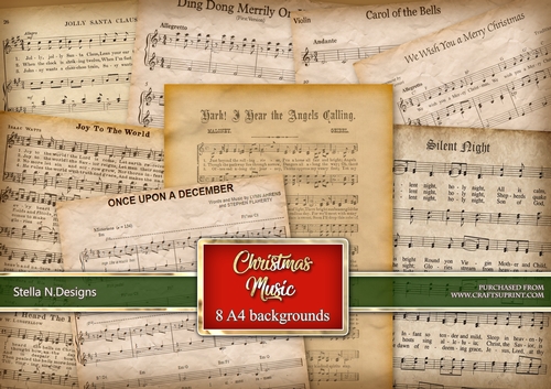 CHRISTMAS MUSIC A4 BACKGROUND KIT - CUP1084678_102747 | Craftsuprint