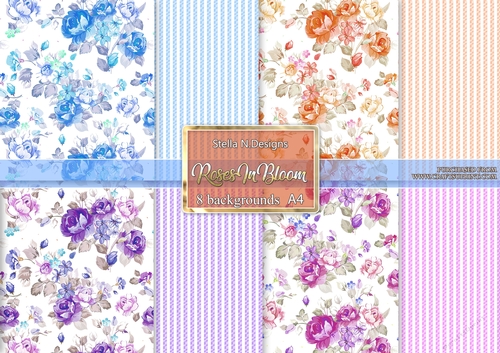 ROSES IN BLOOM A4 BACKGROUNDS - CUP1090483_102747 | Craftsuprint