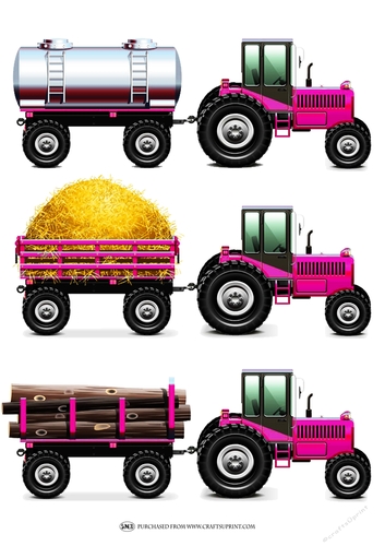 PINK TRACTORS DECOUPAGE - CUP1110724_102747 | Craftsuprint