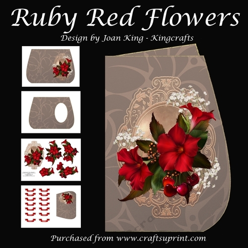 Ruby Red Flowers Shaped Card kit - CUP1065742_1716 | Craftsuprint