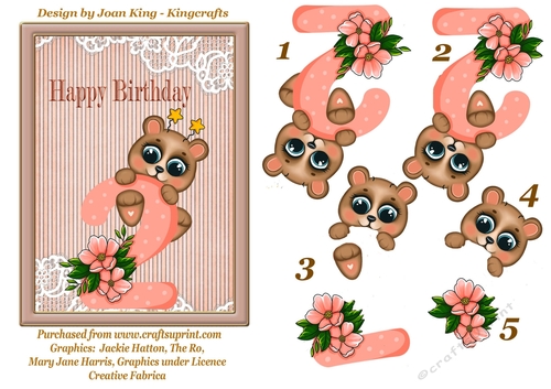 Birthday bear girl Age 2 - CUP1169964_1716 | Craftsuprint