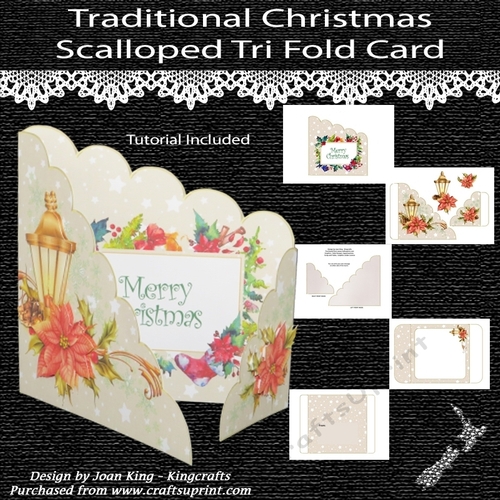 Traditional Christmas scalloped tri fold card - CUP1175884_1716 ...