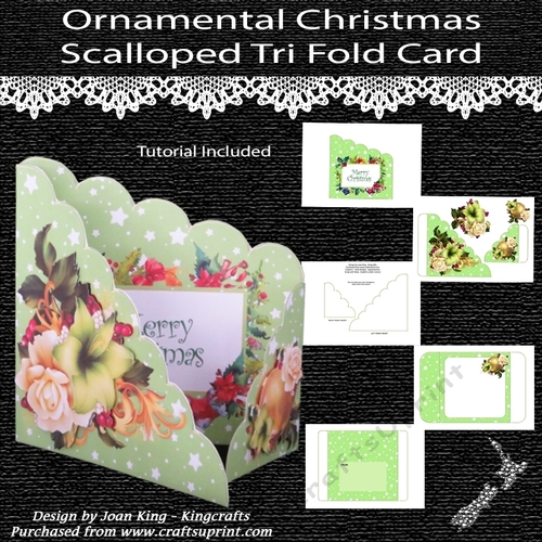 Ornamental Christmas scalloped tri fold card - CUP1175885_1716 ...