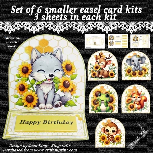 Set of 6 smaller animal easel card kits with instructions on their ...