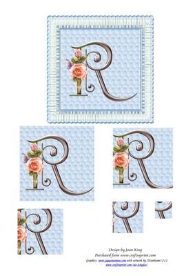 Floral Rose Monogram Letter R - CUP313572_1716 | Craftsuprint